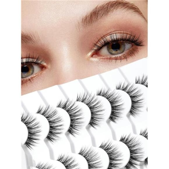 Makeup | Fluffy Lashes Wispy Natural 12mm Strip With Thin Band C Curl ...